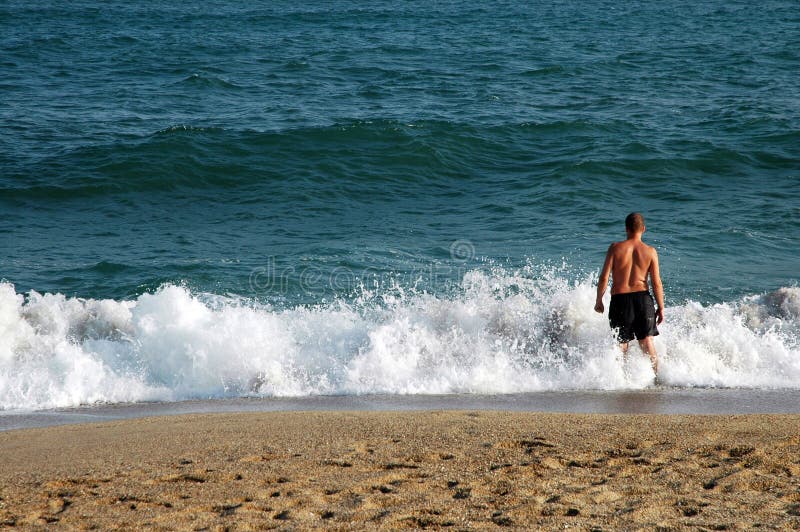 A man in face the ocean stock photo. Image of secluded - 7166108