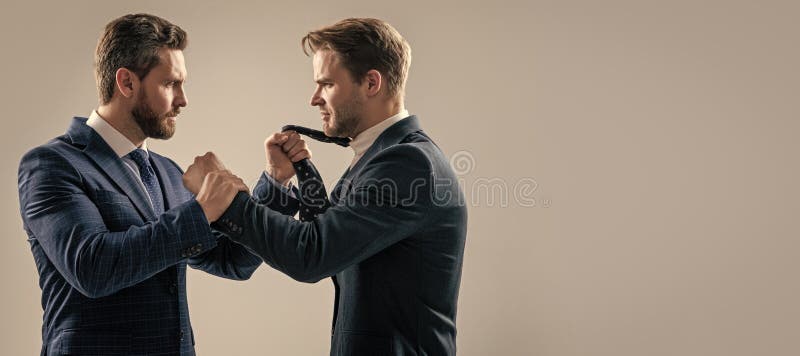 Man Face Portrait Banner With Copy Space Two Angry Businessmen