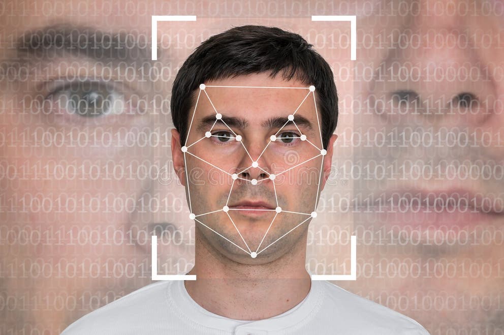 Man Face Recognition - Biometric Verification Stock Photo - Image of ...