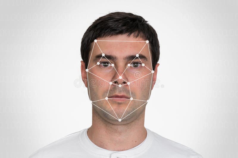 Man Face Recognition - Biometric Verification Concept Stock Photo ... Man Face Recognition - Biometric Verification Concept Stock Photo ...