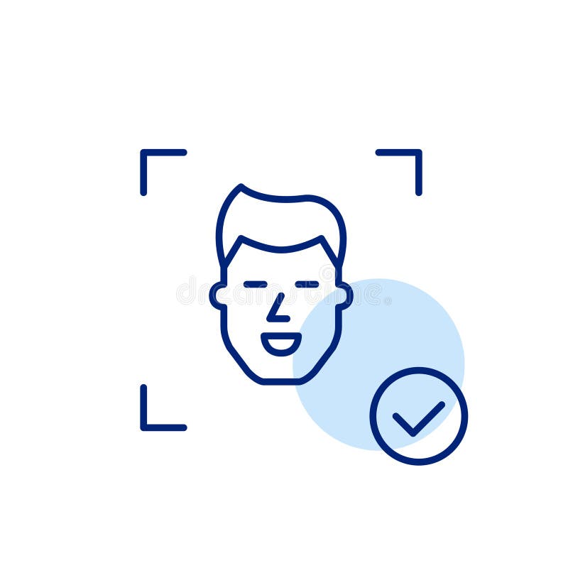 Man Face Scan and Checkmark. Secure Login, Biometric Id Verification ...