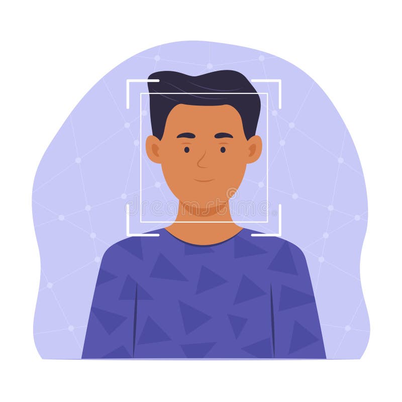 Man Face Scaning for Biometric Scanning Concept Illustration Stock ...