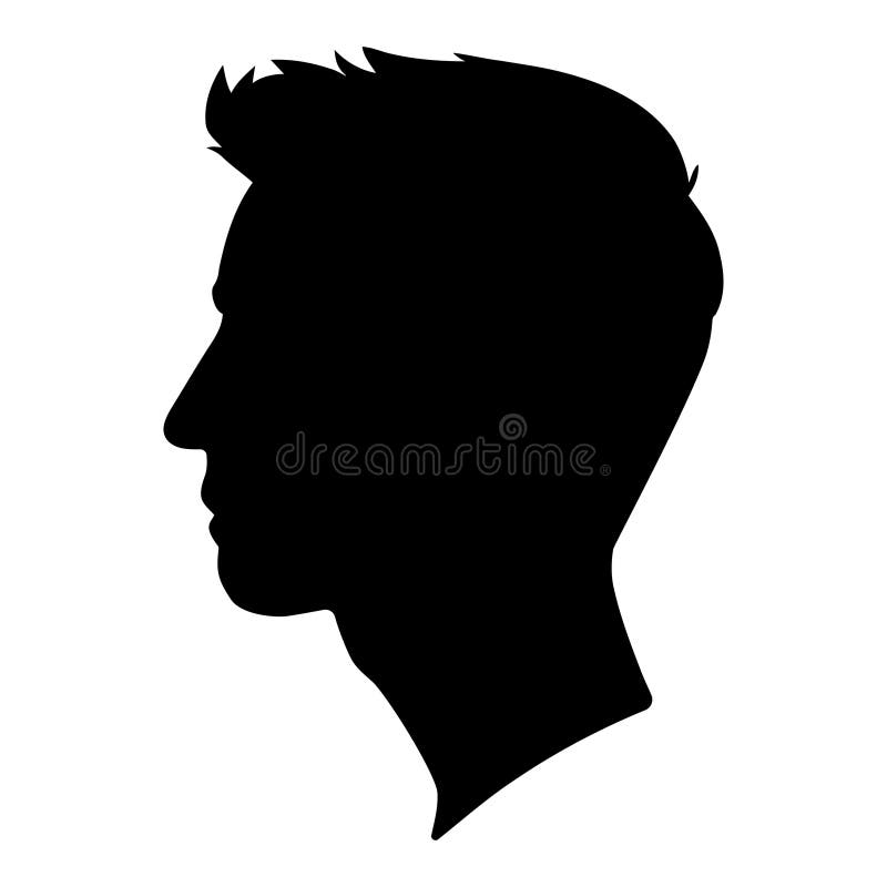 Sad Boy Silhouette. Side Profile Portrait Sitting on Ground Stock ...