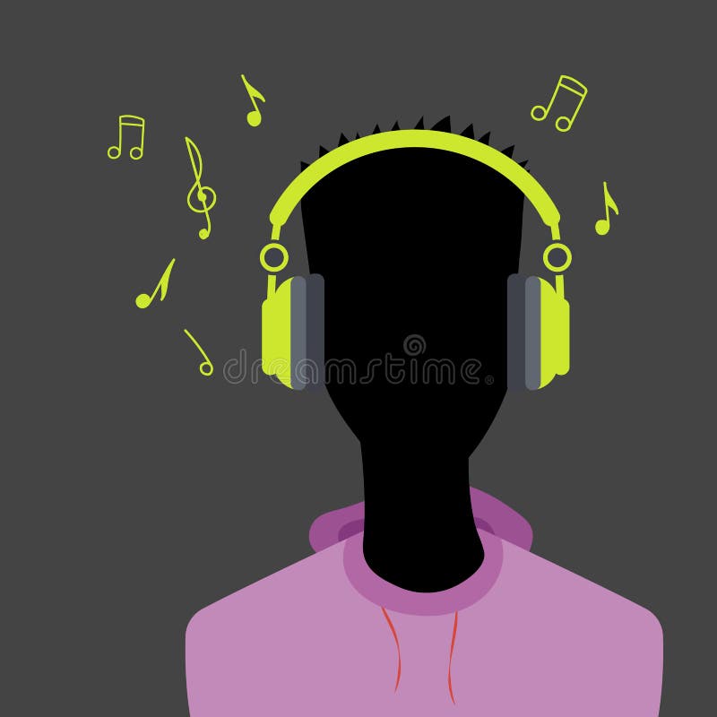 Man Silhouette Headphones Music Notes Stock Illustrations – 26 Man ...