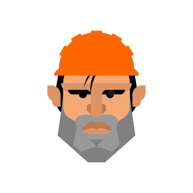 Man Face in Work Helmet. Worker Head Isolated Stock Vector ...