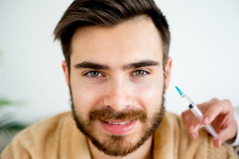 Man facial injection stock image. Image of male, hands - 95080777