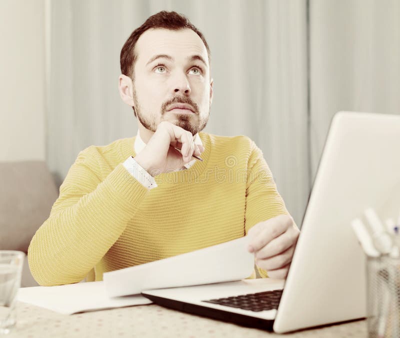 Man facing difficulty stock photo. Image of brainstorming - 88157502