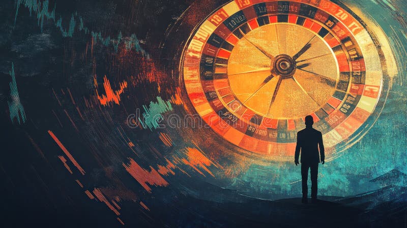 Man Facing Giant Roulette Wheel, Risk Concept Stock Illustration ...