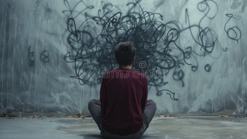 The Man Facing Mental Chaos. AI Generated Stock Image - Image of ...