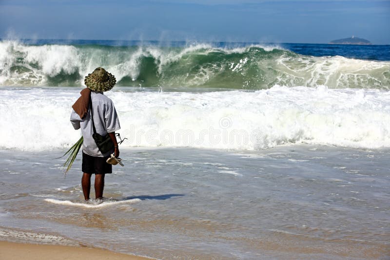 Man Facing the Sea Copacabana Beach Editorial Stock Photo - Image of ...