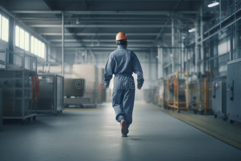 Man, Factory Worker Going Trough the Factory, AI Generated Stock ...