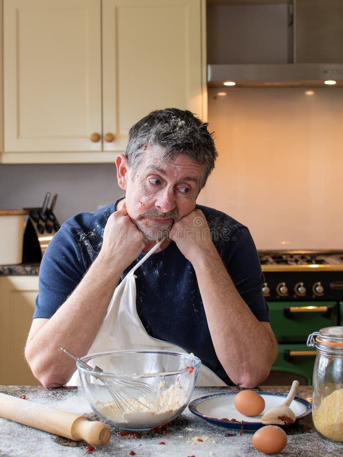 Failure at Baking a Cake in Cookery Lessons. Stock Photo - Image of ...