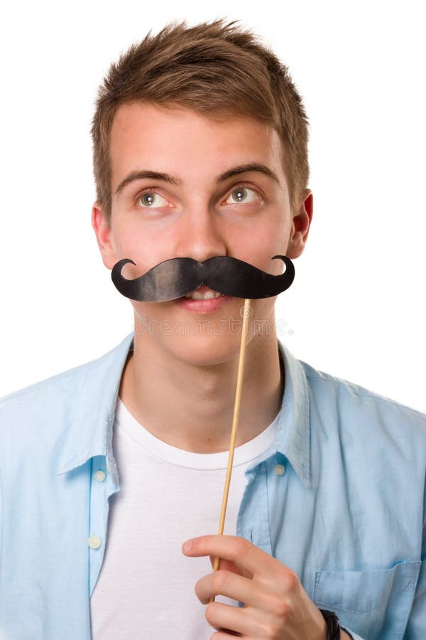 Man with fake moustache. stock photo. Image of grimacing - 32810194