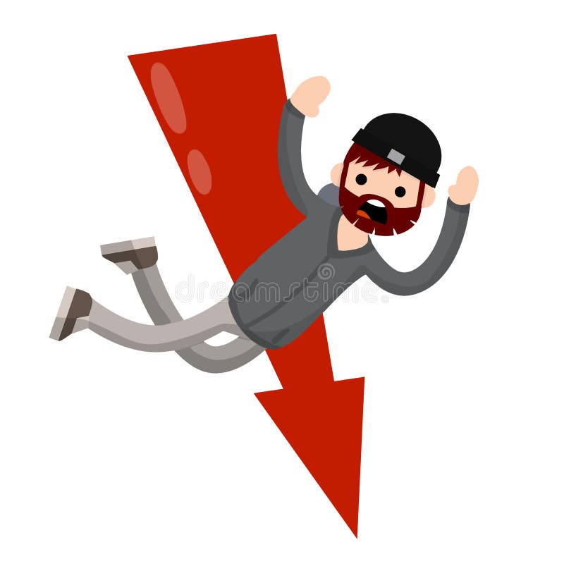Man Fall Down. Frightened Guy in Distress Stock Vector - Illustration ...