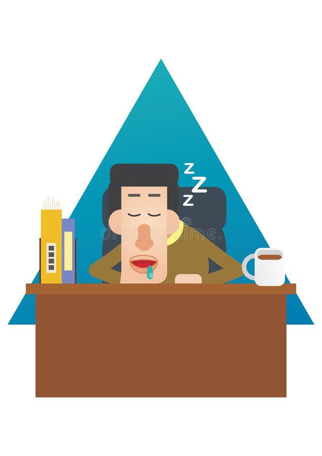 Man Fallen Asleep on His Desk. Vector Illustration Decorative Design ...