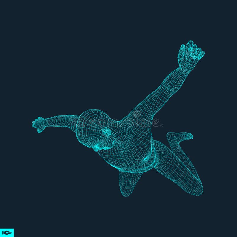 Man Falling Down. Jumping Man. 3D Model of Man. Human Body. Sport ...