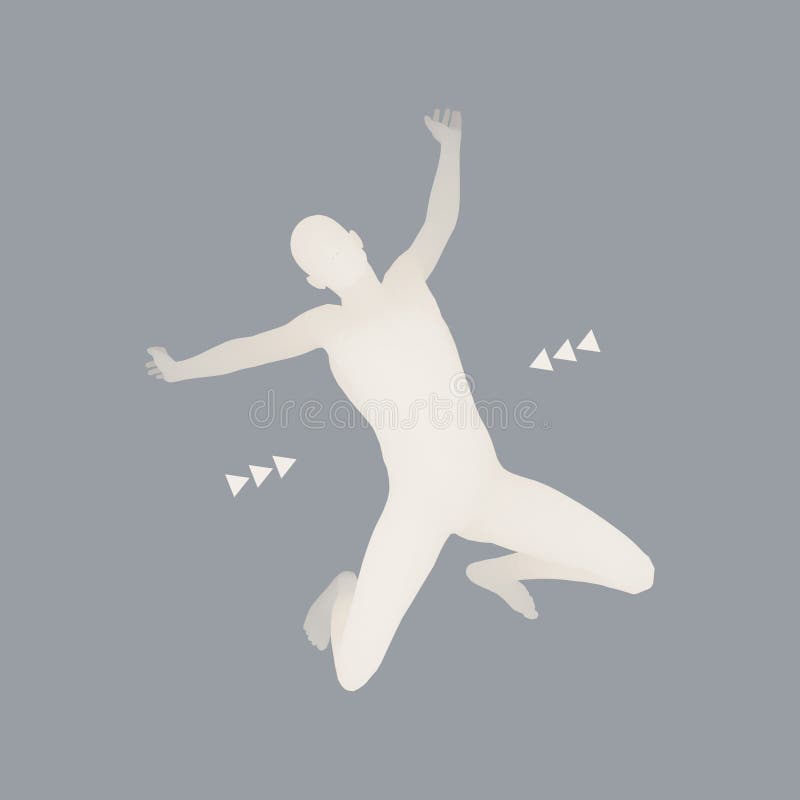 Man Falling Down. Jumping Man. 3D Model of Man. Human Body. Sport ...
