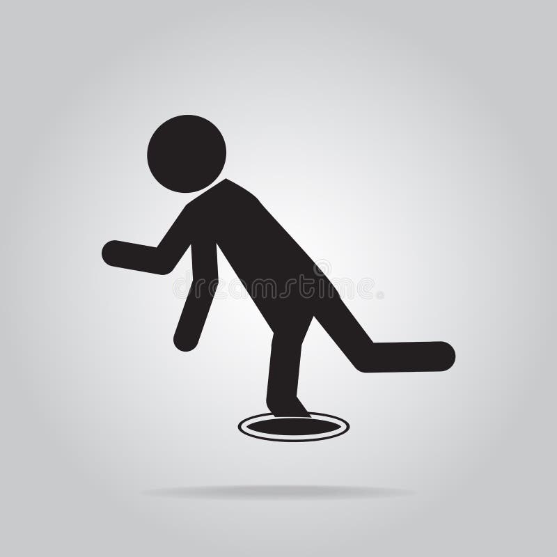 Man Falling into Hole Icon, Warning Symbol Illustration Stock Vector ...