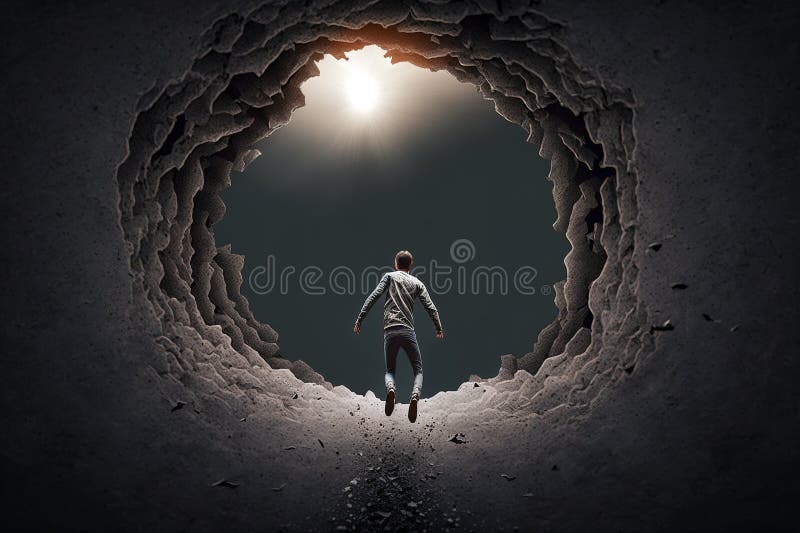 Man Falling into a Hole Inside His Mind. Mental Health Issues Stock ...