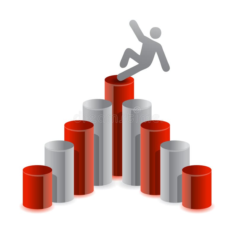 Man Falling from Top of Graph Stock Vector - Illustration of concept ...