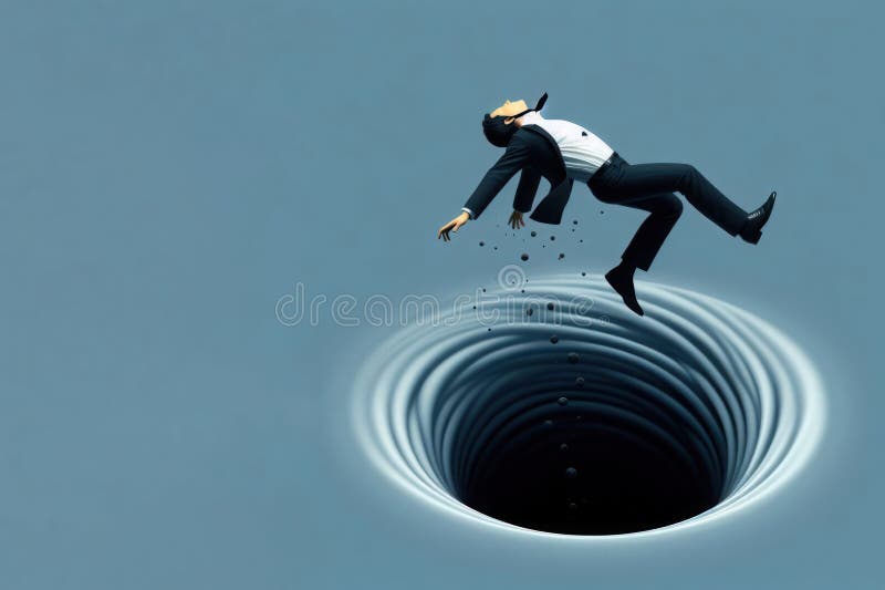 A Man Falls into a Black Hole. Place for Text. Stock Illustration ...