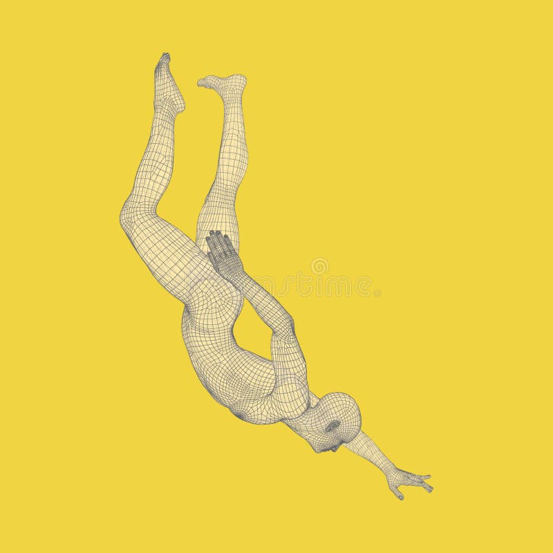 Man Falls Down from a Height. Man Fall on a Jump. 3D Model of Man ...