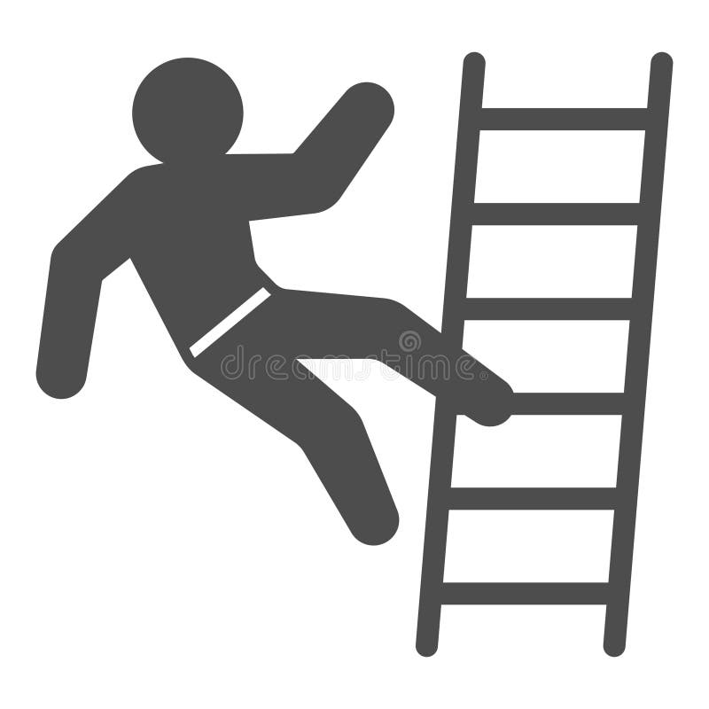 Man Falls Down from Ladder Solid Icon, Insurance Event Concept. Vector ...