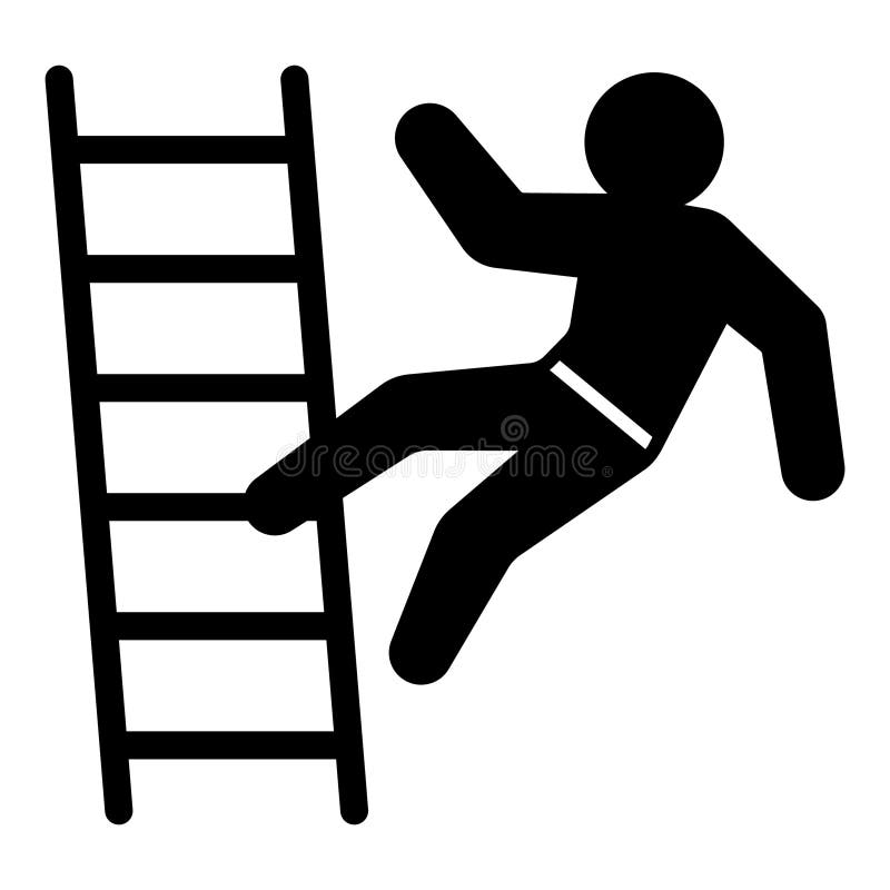 Man Falls Down from Ladder Solid Icon, Insurance Event Concept. Vector ...