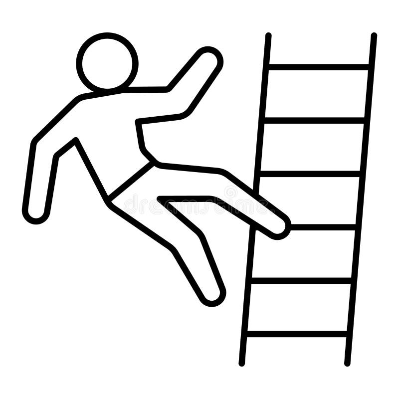 Man Falls Down from Ladder Thin Line Icon, Insurance Event Concept ...