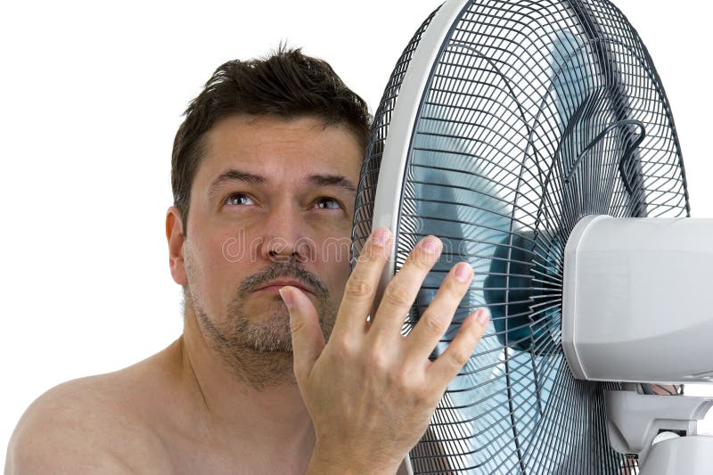 Man with fan stock photo. Image of cooling, male, concept - 15159466