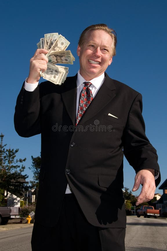 Man Fanning Himself with Money. Stock Image - Image of concept, loan ...