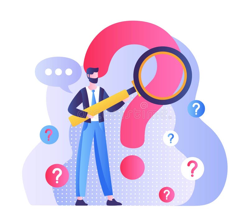 Man with FAQ stock illustration. Illustration of problem - 263862195