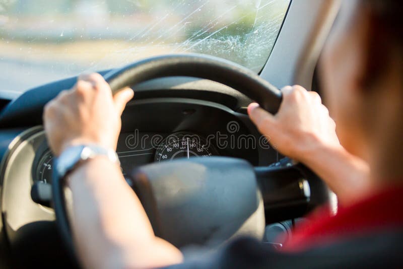 Man Fast Driving a Car on the Way in the Morning Stock Photo - Image of ...