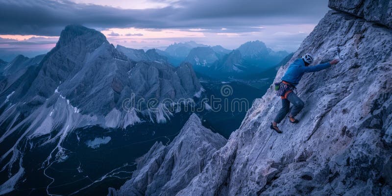 A Man Fearlessly Climbs Up the Steep Side of a Majestic Mountain ... A Man Fearlessly Climbs Up the Steep Side of a Majestic Mountain ...
