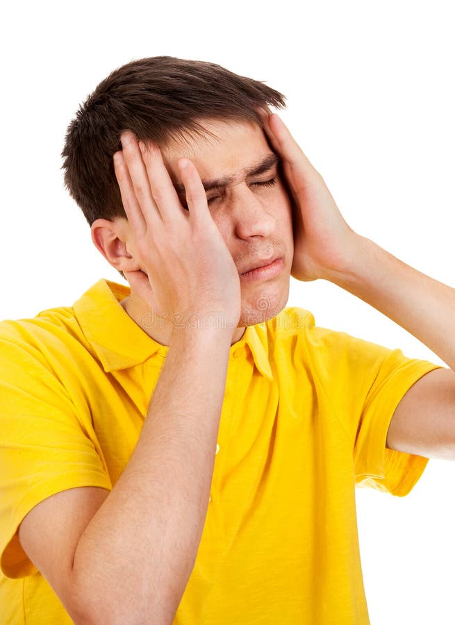 A Man with a Headache. the Torment, the Emotion of Suffering on Her ...