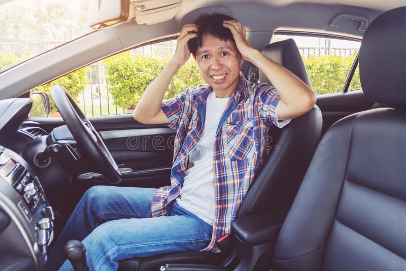 Man Feeling Bad after One Car Crash Accident Stock Image - Image of ...