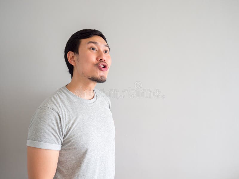 Man is Feeling Happy with His Mouth Breath and Blowing. Stock Image ...