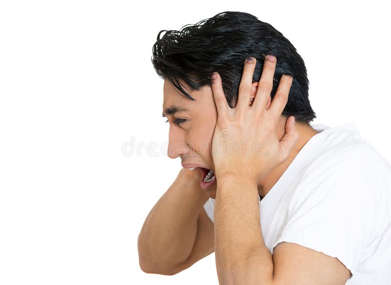 Man Feeling Stressed Suffering from Pain Screaming Desperate with Hands ...