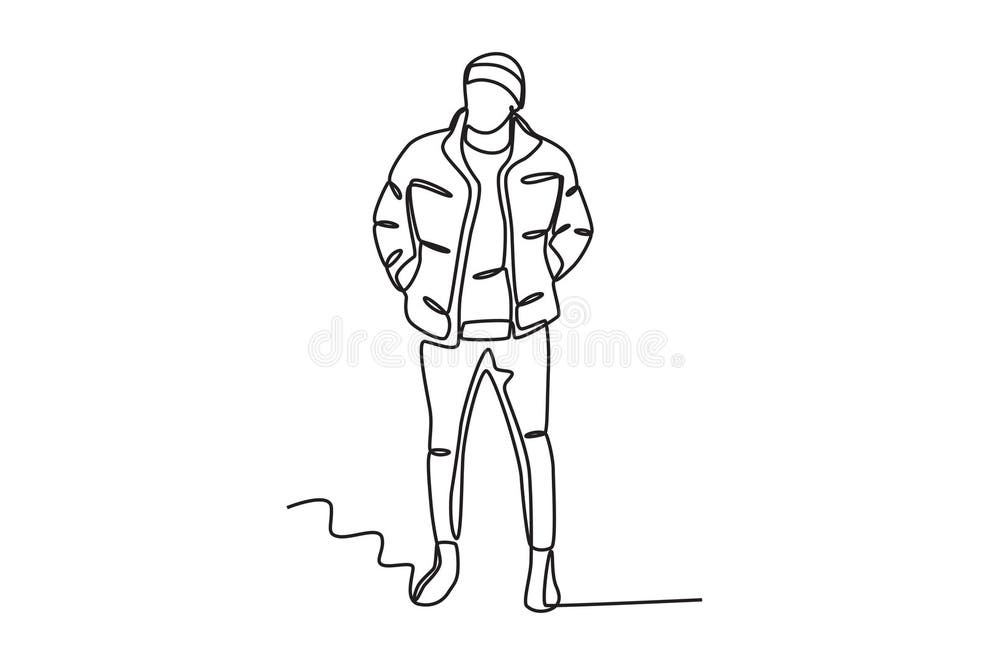 A Man Feels Cold Wearing a Thick Jacket Stock Vector - Illustration of ...