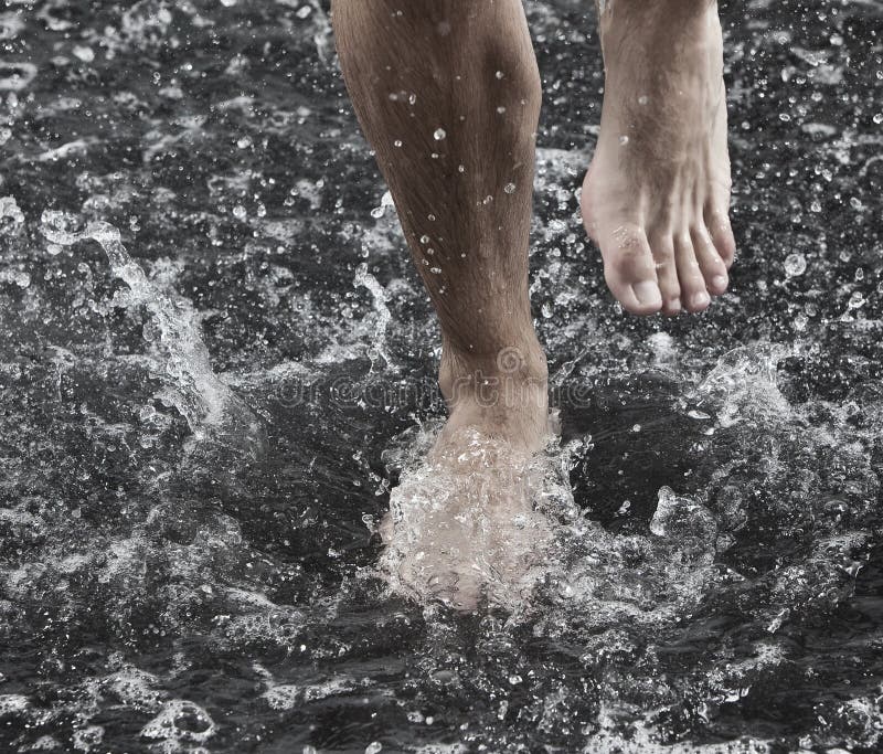 Man feet stock photo. Image of foam, flow, cool, drops - 10614266