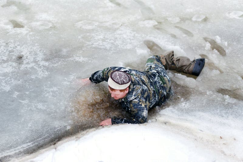 The Man Fell through the Ice Stock Photo - Image of shoe, people: 169854336