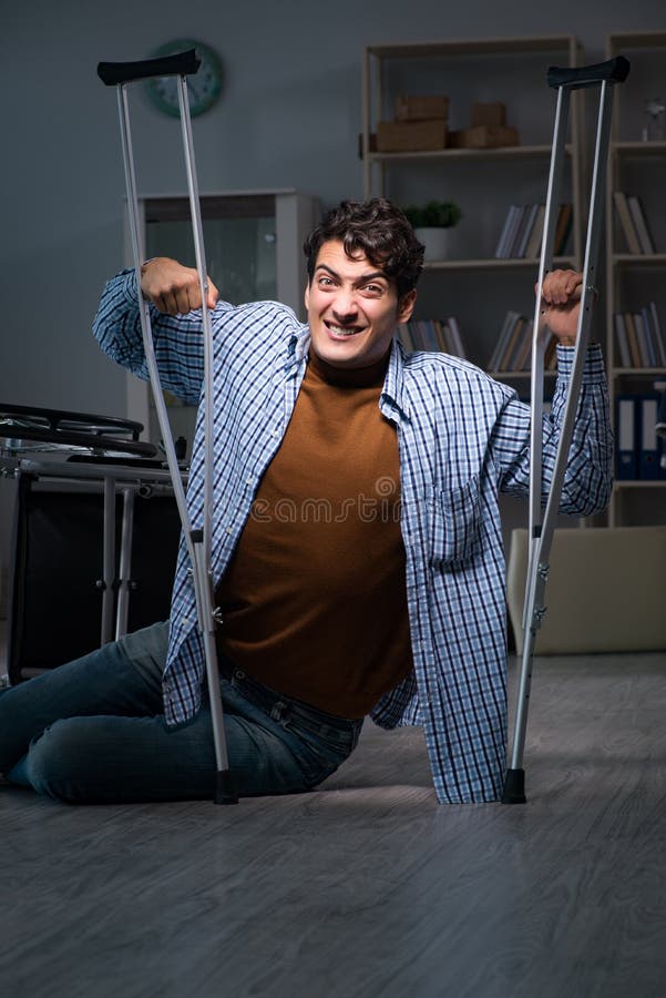 The Man Fell Off Wheelchair Sitting on the Floor Stock Image - Image of ...