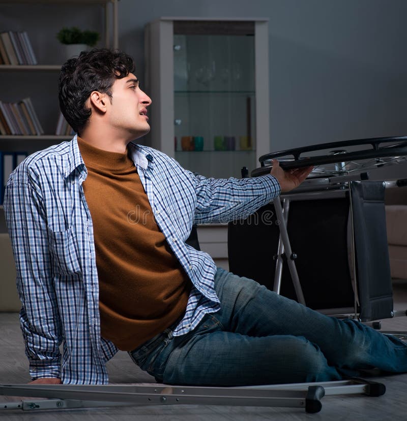 The Man Fell Off Wheelchair Sitting on the Floor Stock Image - Image of ...