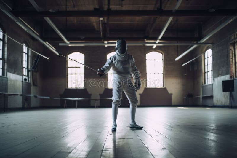 A Man in a Fencing Suit Holding a Sword. Generative AI Image. Stock ...