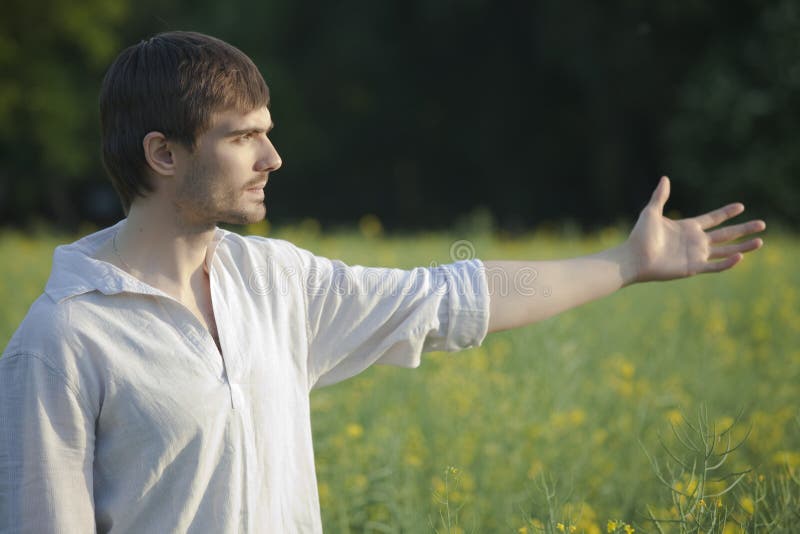 Man in field stock photo. Image of sunset, relaxing, landscape - 19476378