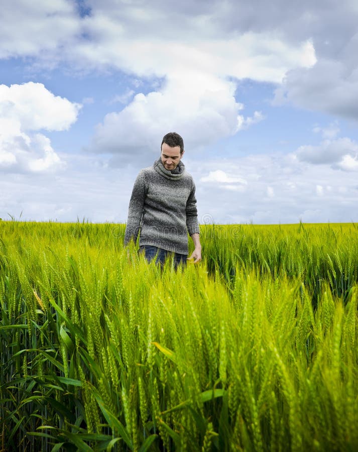 Man on a field stock image. Image of blue, dawn, adult - 26749087