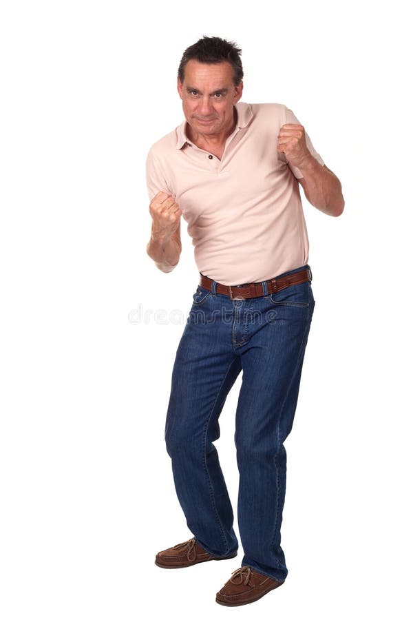 Man in Fighting Pose Ready To Punch Stock Photo - Image of full ...
