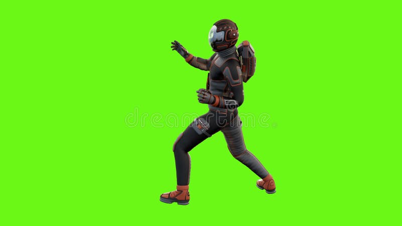 Sci Fi Man Fights On Green Screen From Two Angles. Stock Photo - Image ...