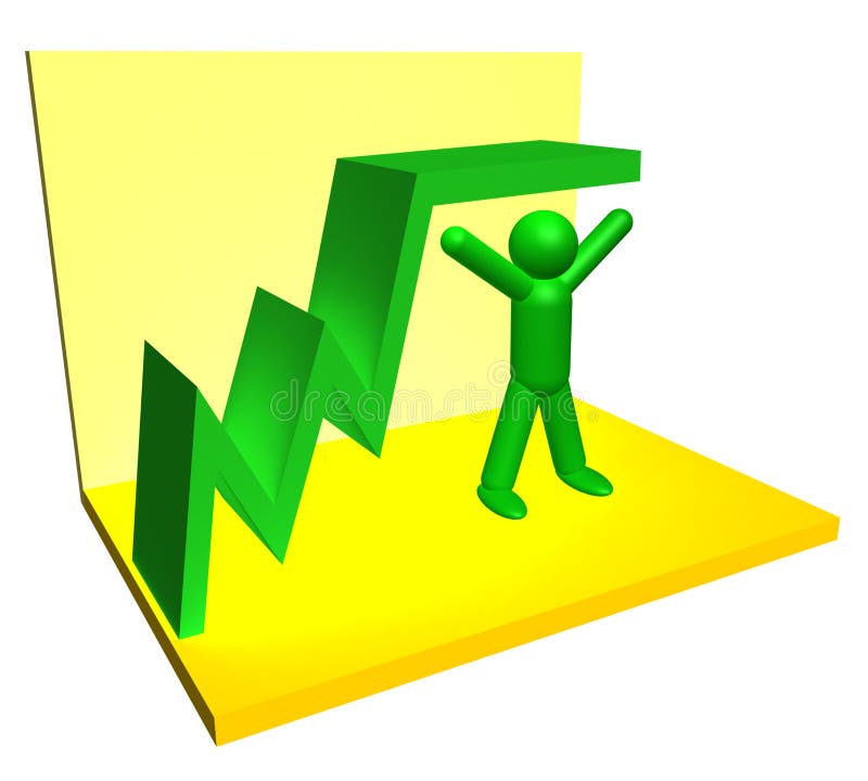 Man Figure and Green Chart Line Stock Illustration - Illustration of ...