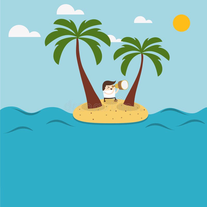 Man figure on an island stock vector. Illustration of hopeless - 56804671